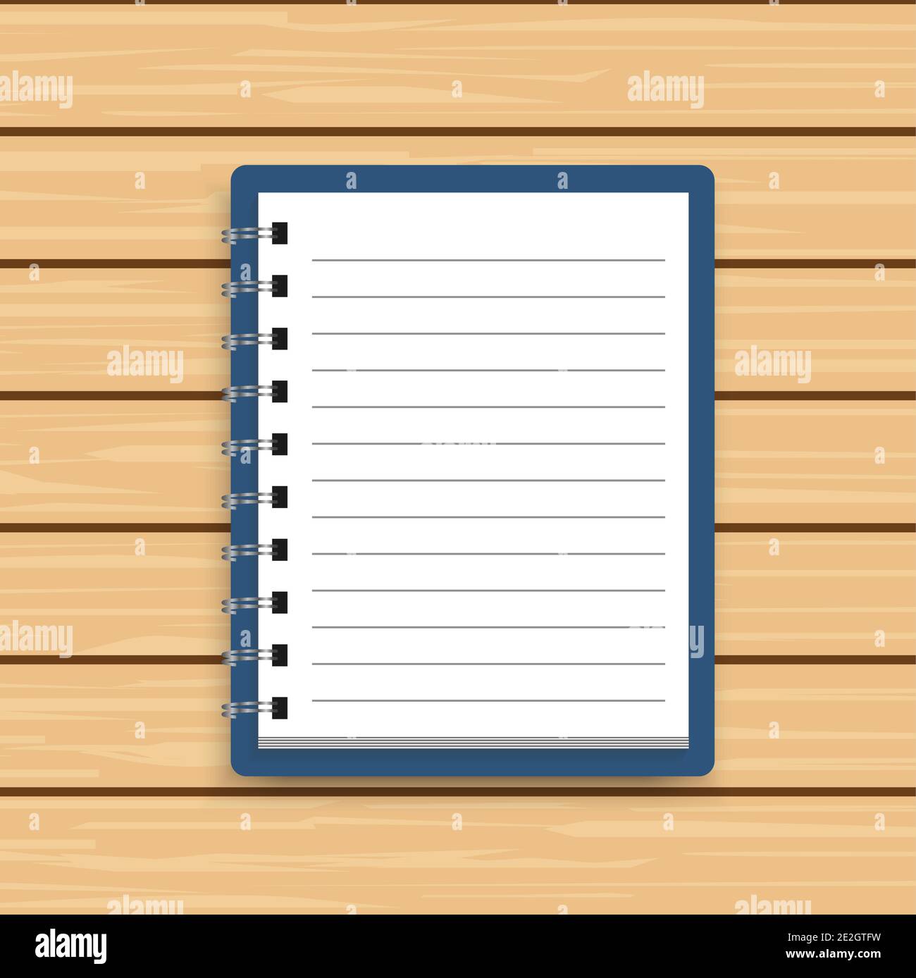 Blank realistic spiral notepad notebook on wooden background. Vector ...