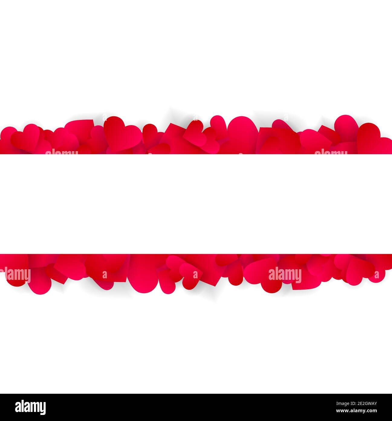 Heart frame vector banner or border, love 3d effect red hearts confetti ...