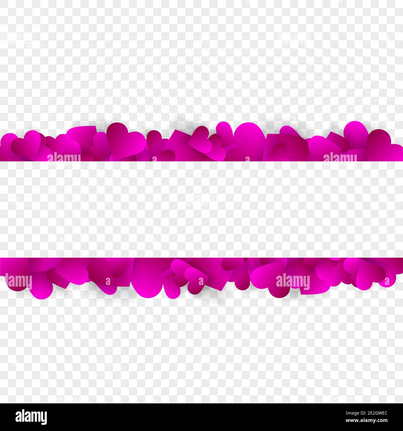 Heart frame vector banner or border, love background with pink hearts ...