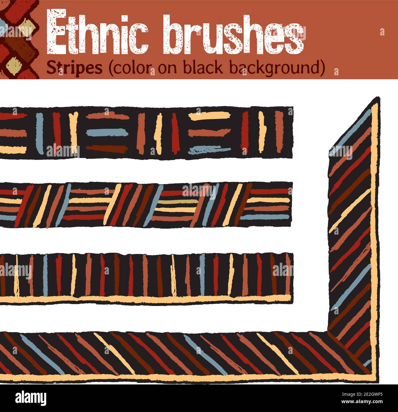 4 pattern brushes for Illustrator in tribal style, made from hand-drawn ...