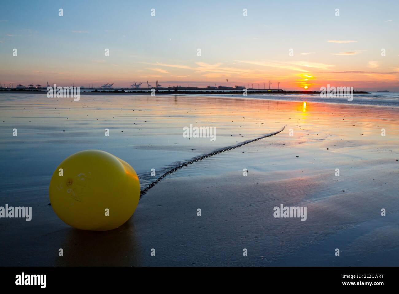 Sunset on a beach in Belgium, Knokke Stock Photo - Alamy