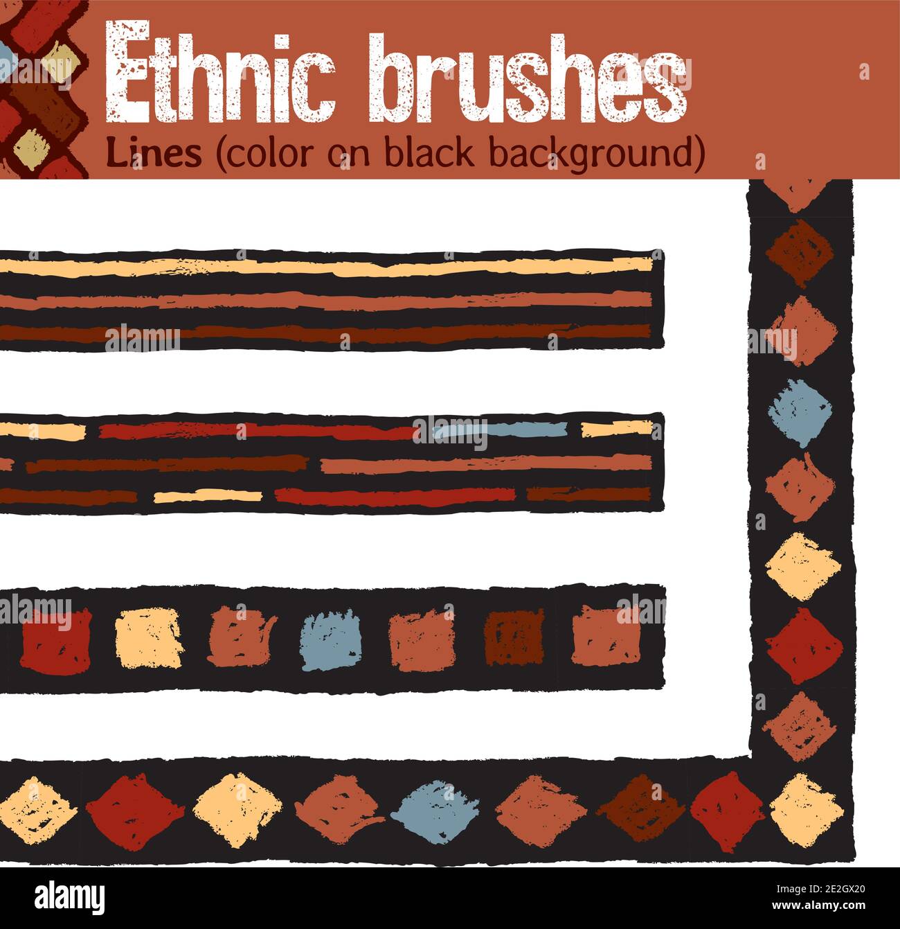 4 pattern brushes for Illustrator in tribal style, made from hand-drawn ...