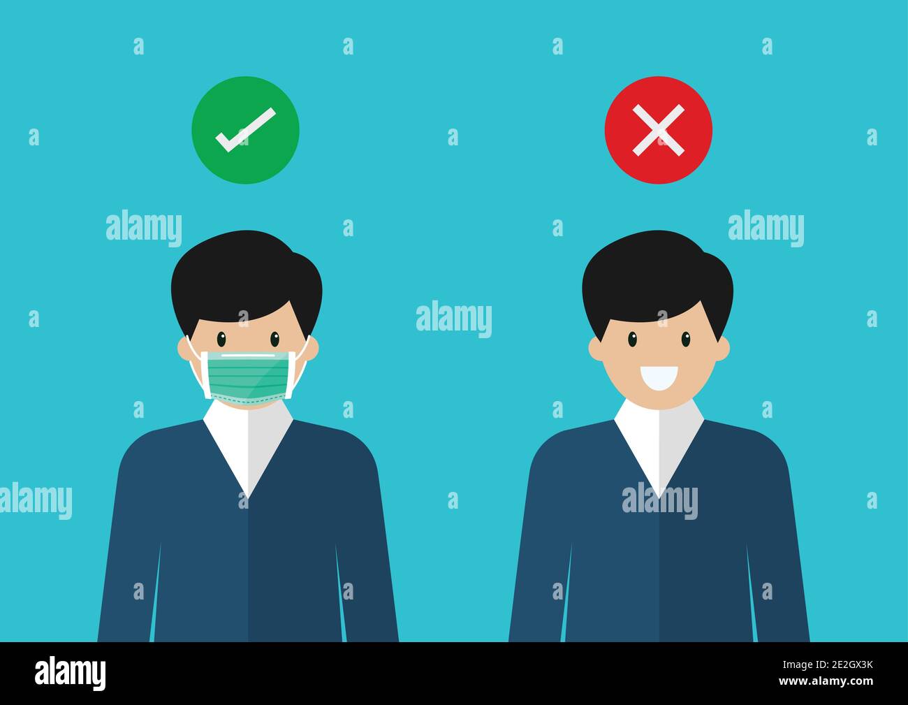 No entry without face mask. Man wearing a protective medical mask for ...