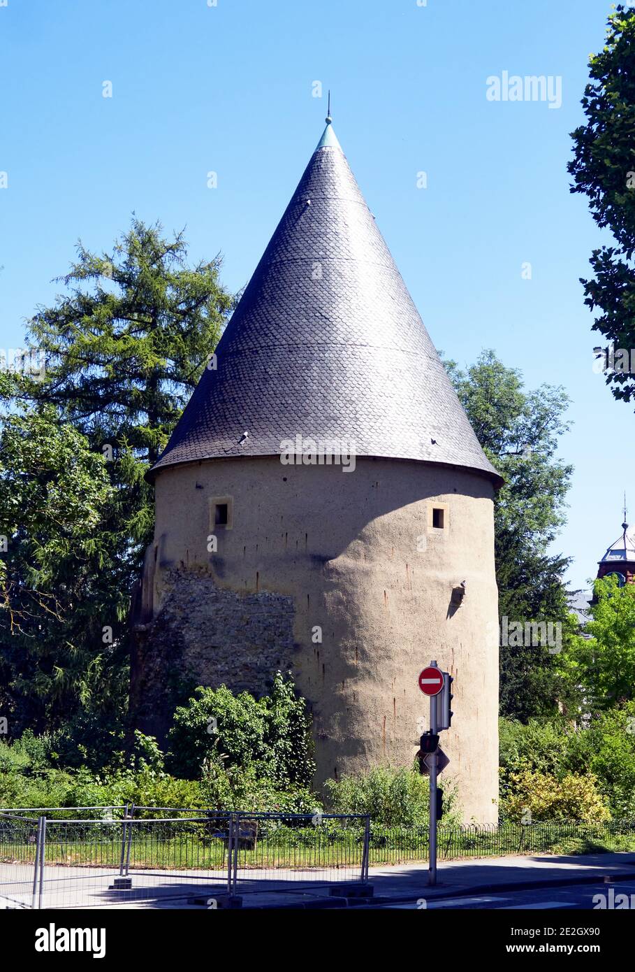 France, Metz city, The medieval tower Camoufle is located exactly on ...