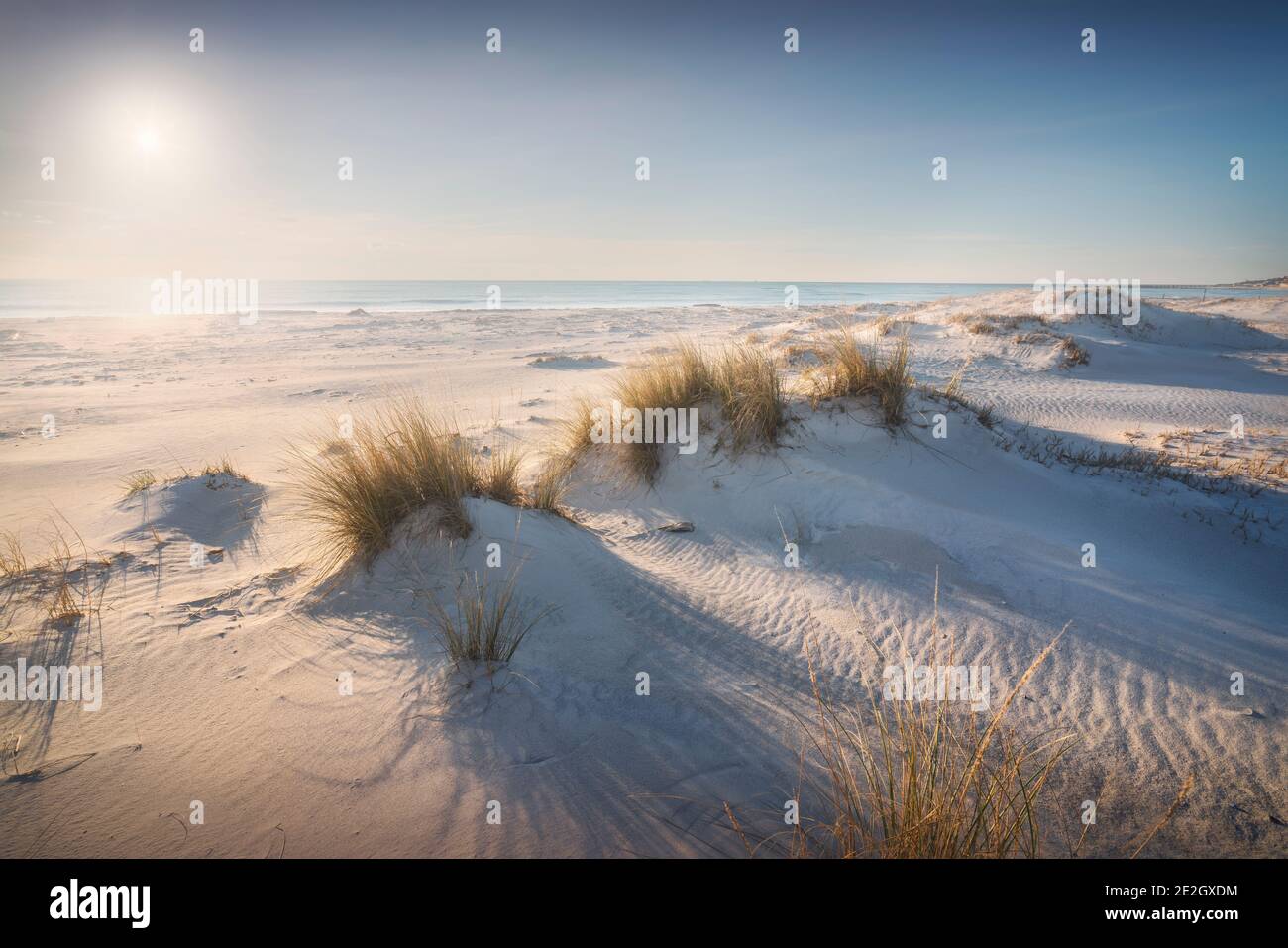 White sand beach and dunes. Vada, Rosignano Marittimo, Tuscany, Italy ...