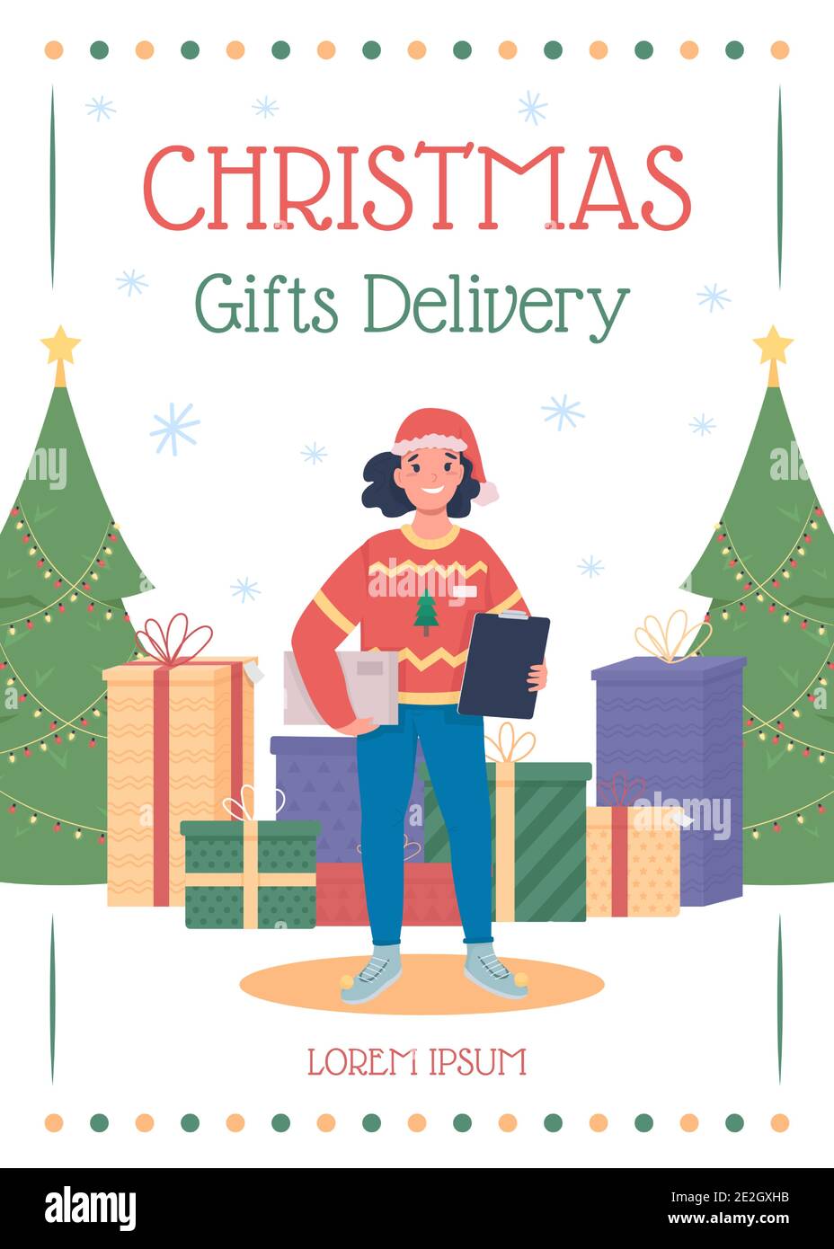 Christmas gifts delivery poster flat vector template Stock Vector Image ...