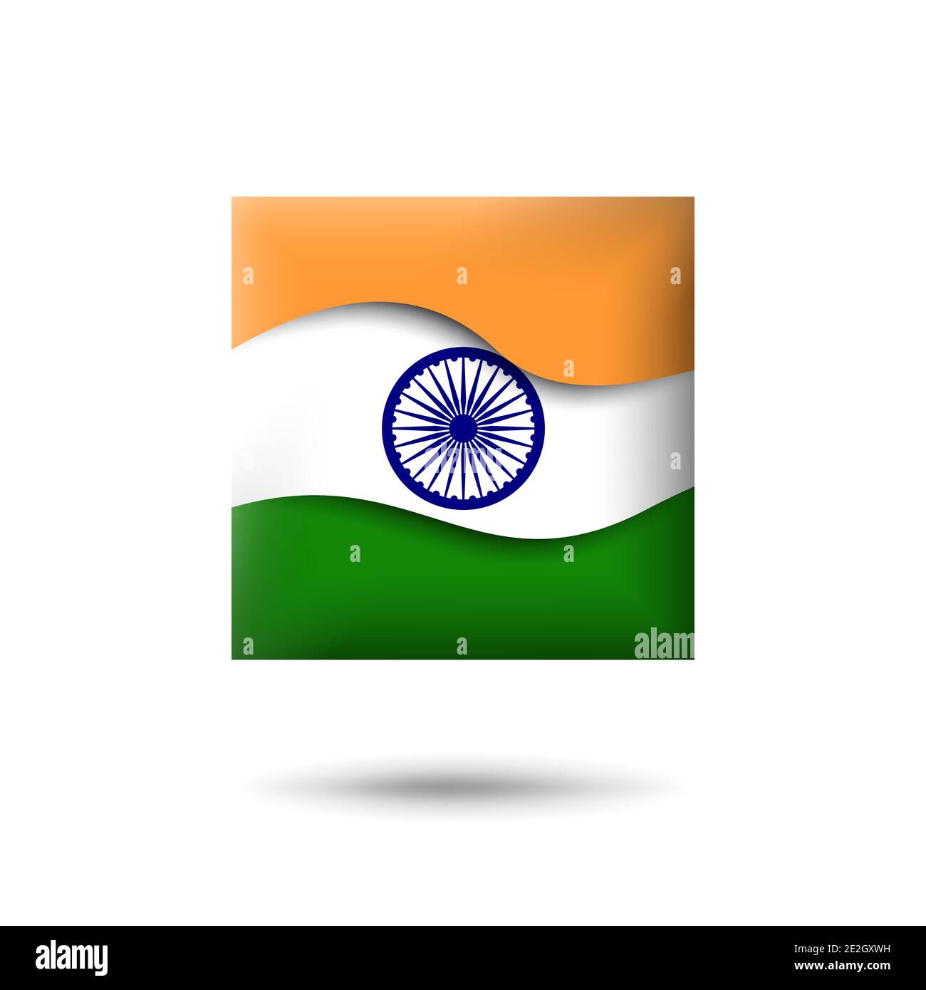 India flag icon in the shape of square. Waving in the wind. Abstract ...