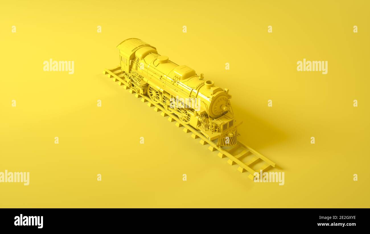 Steam Locomotive Train isolated on yellow background. 3d illustration ...