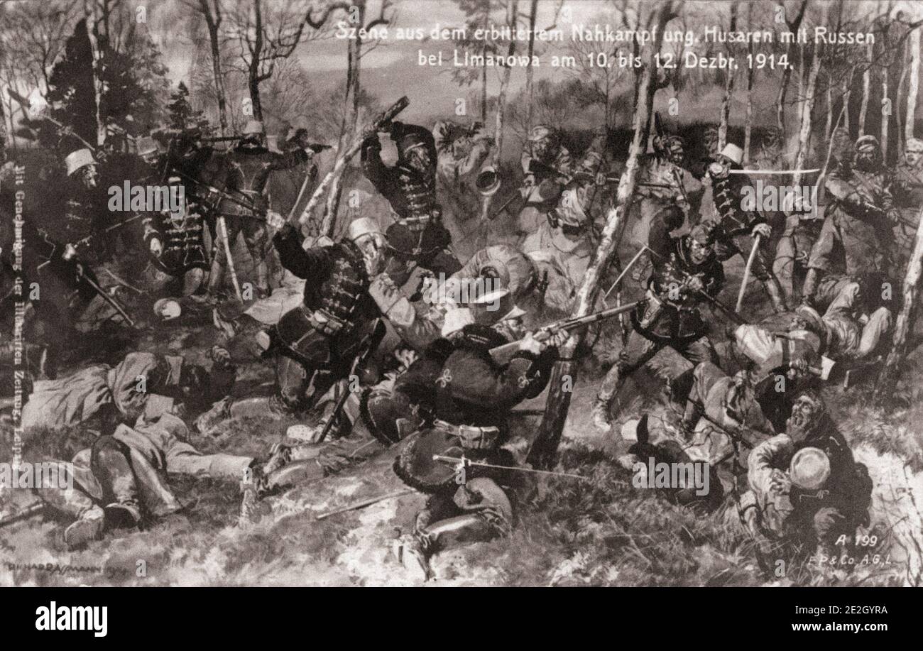 The First World War period. Eastern Front. Scene from the fierce fight ...