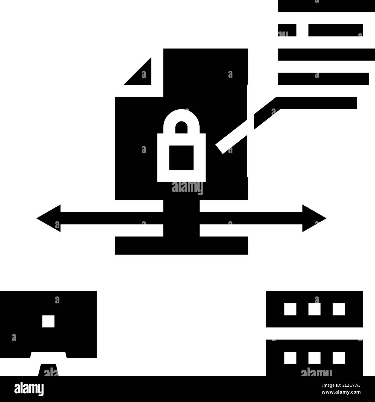 secure file upload computer server glyph icon vector illustration Stock ...