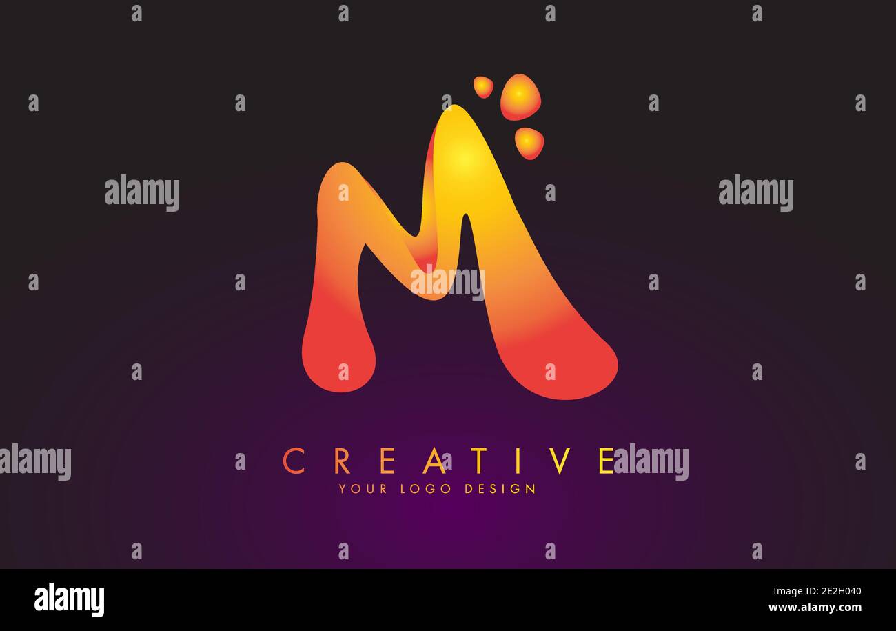 M Letter Logo Design with Dots. Vector Lettering Illustration of Orange ...