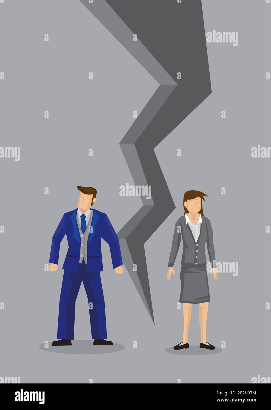 Creative cartoon vector illustration of sad couple turning away from ...
