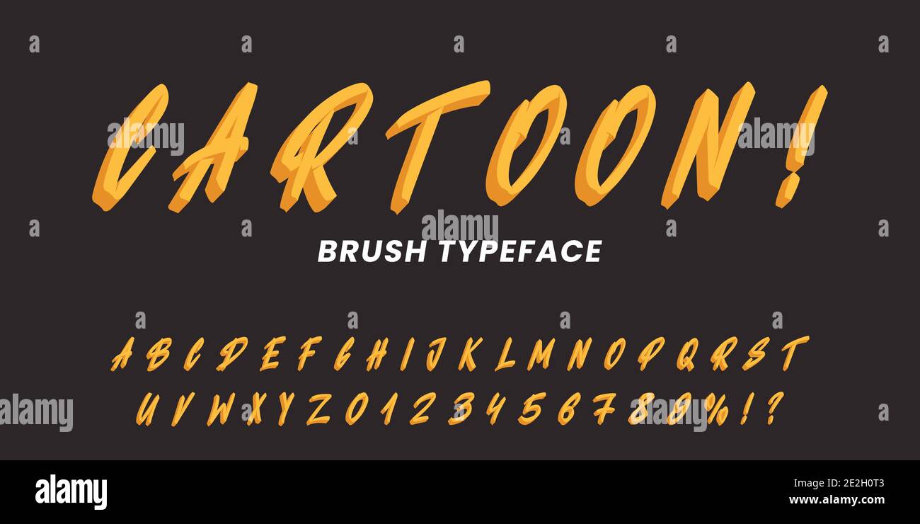Cartoon typeface alphabet. Hand drawn vector brush font Stock Vector ...