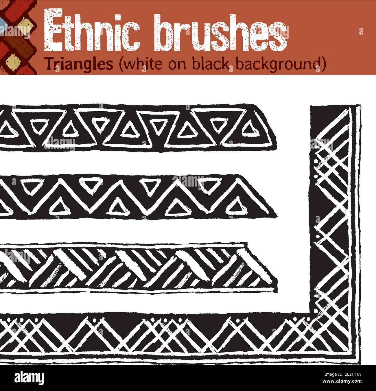 4 pattern brushes for Illustrator in tribal style, made from hand-drawn ...