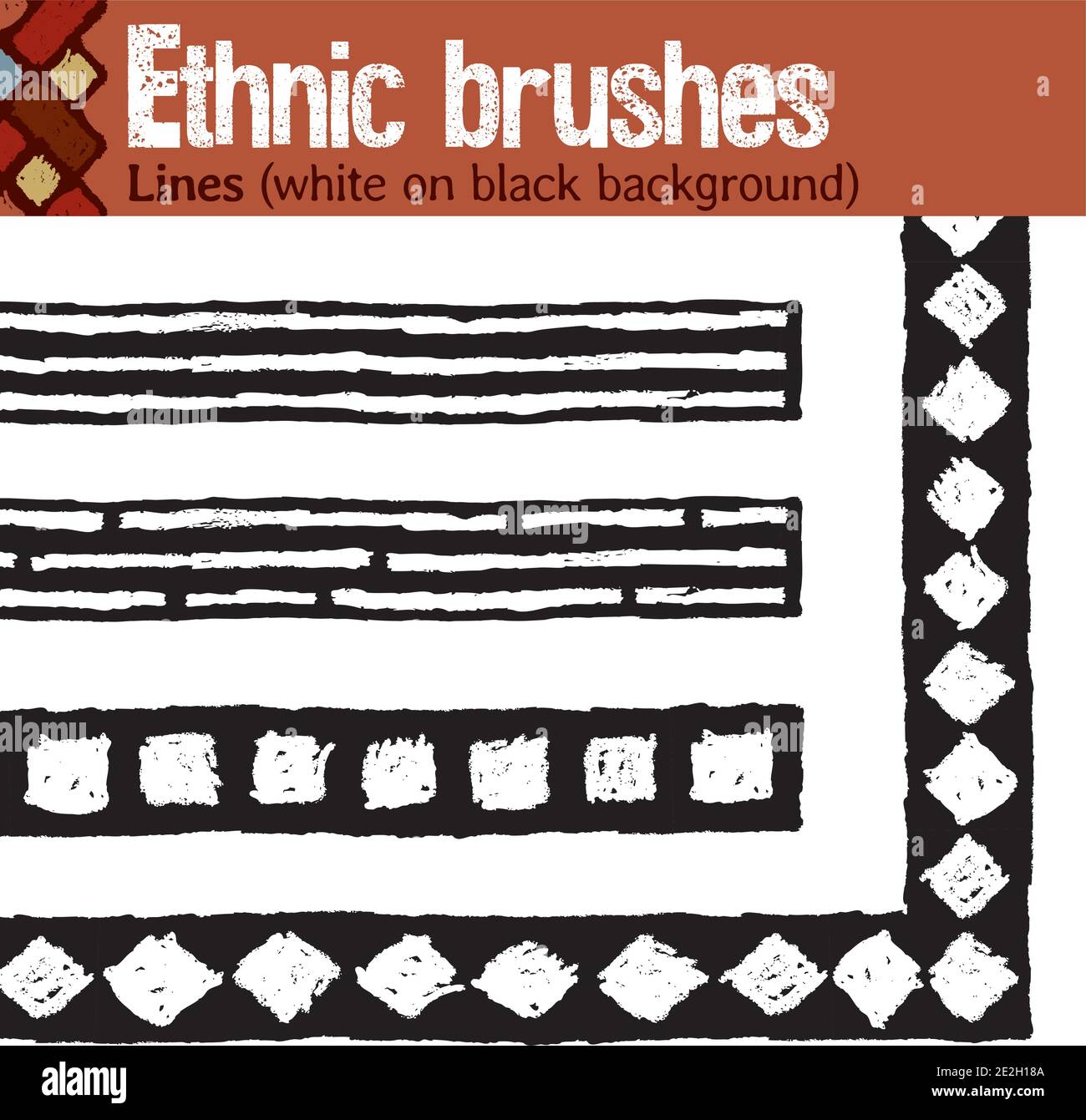 4 pattern brushes for Illustrator in tribal style, made from hand-drawn ...