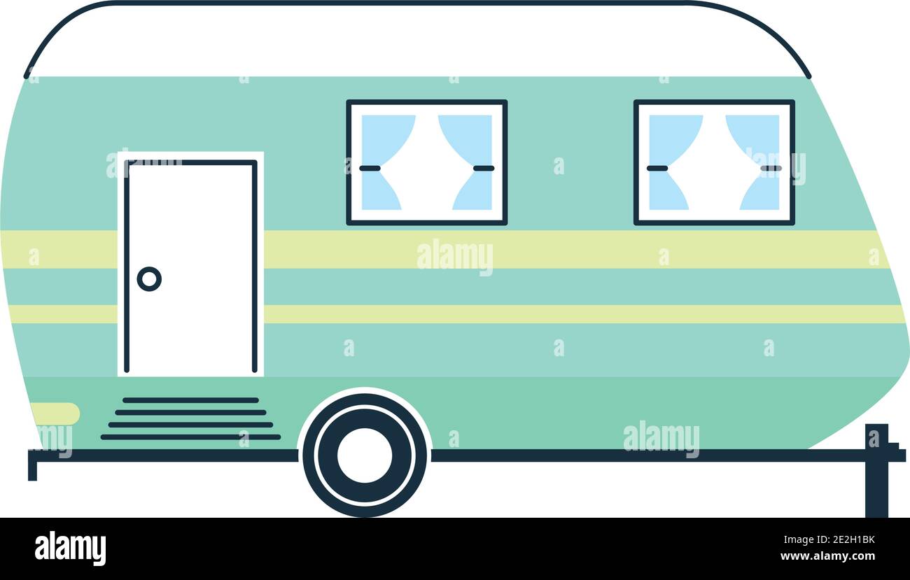 Camper trailer green design of caravan trip camp adventure ...