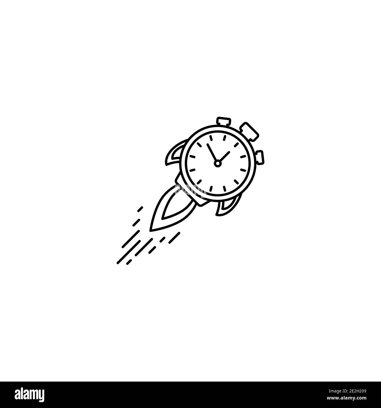 line watch rocket ship with fire. Fast time stop watch, limited offer ...