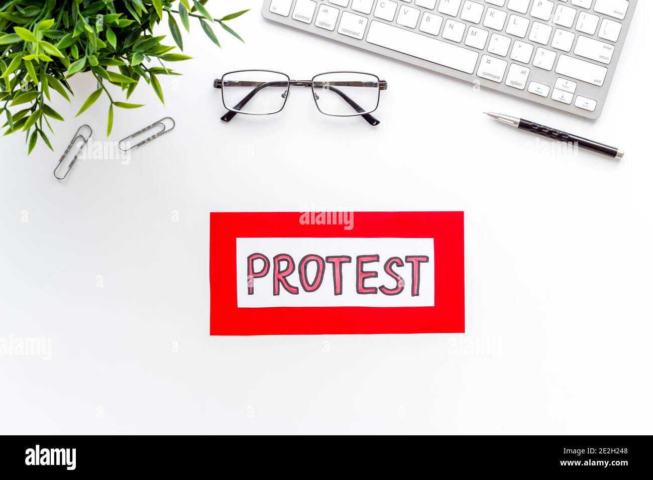Protest sign or srike concept. Word Protest on the working table. Top ...