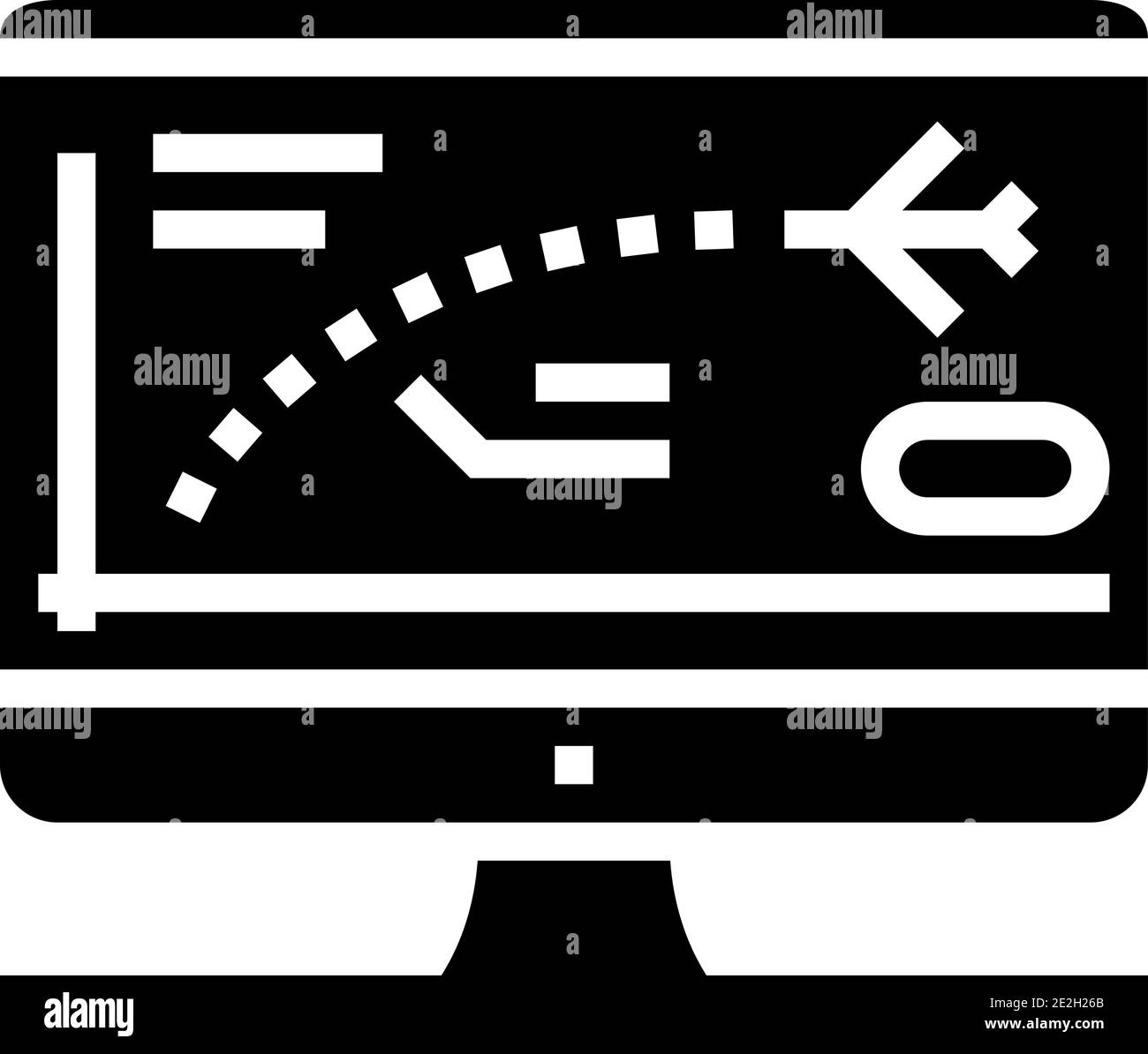 flight path computer simulator glyph icon vector illustration Stock ...