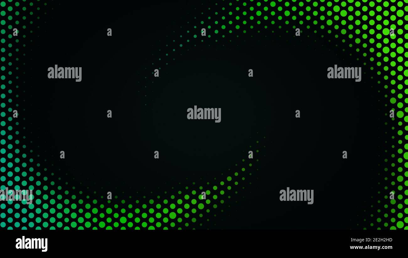 Abstract green halftone pattern on black background in 4k resolution ...