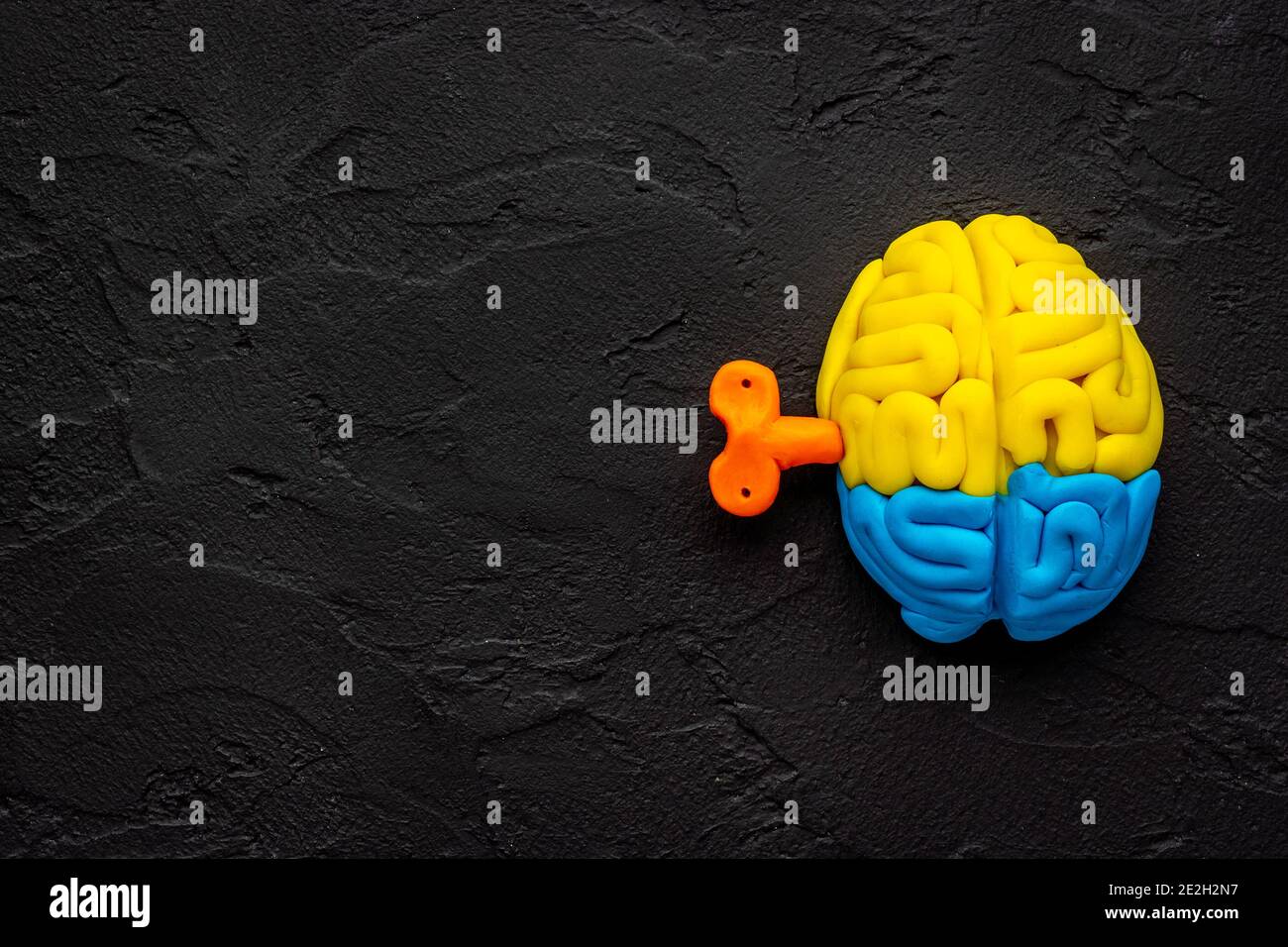 Ideas concept. Work of brain - model made of colorful clay, top view ...
