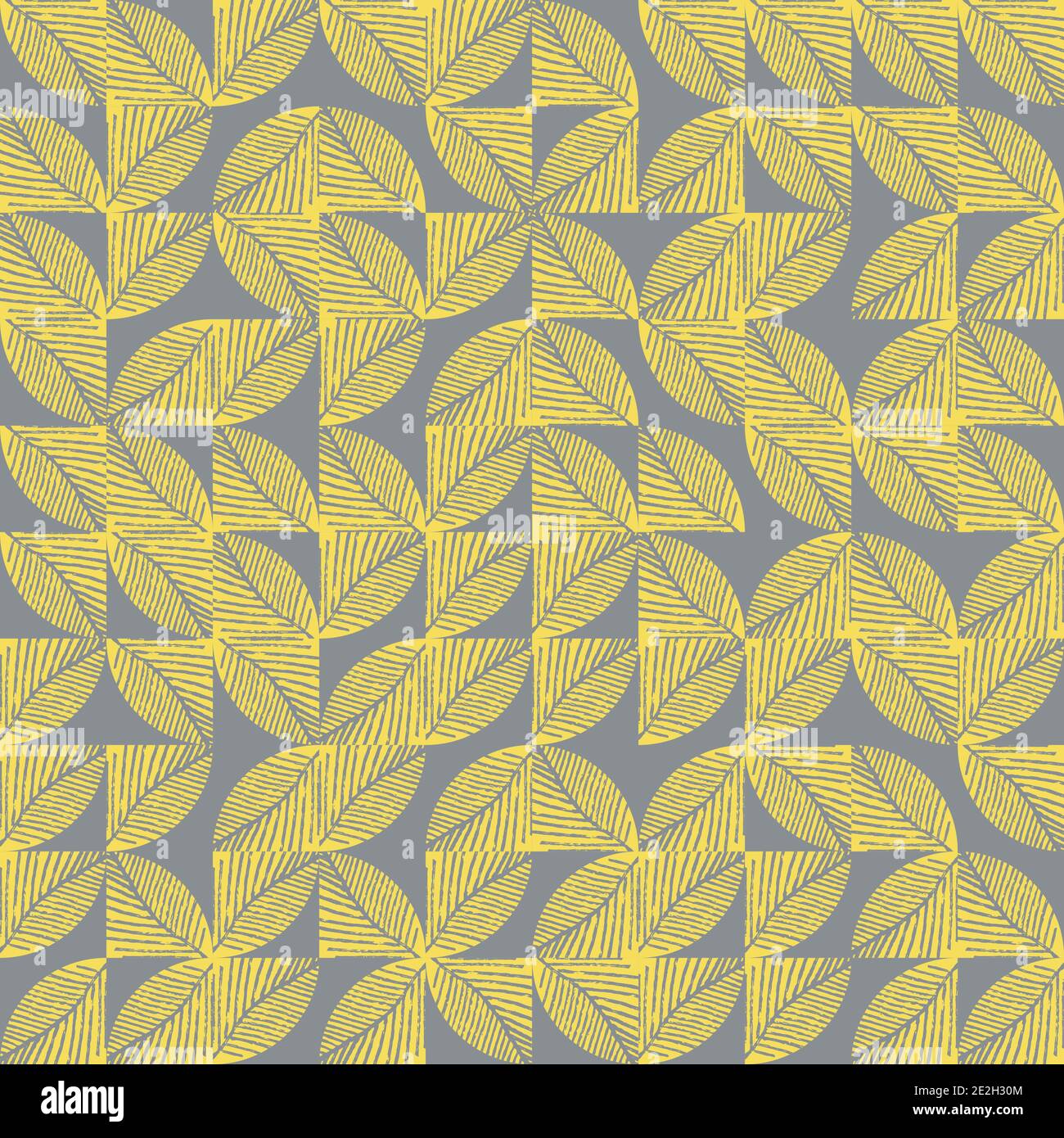 Vector leaves truchet geometric seamless pattern background. Yellow ...