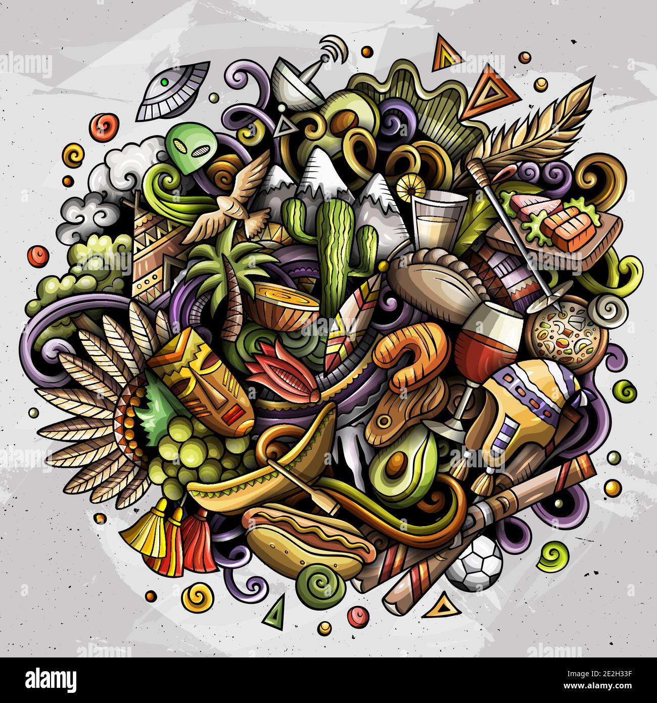 Chile hand drawn cartoon doodles illustration. Funny design Stock ...