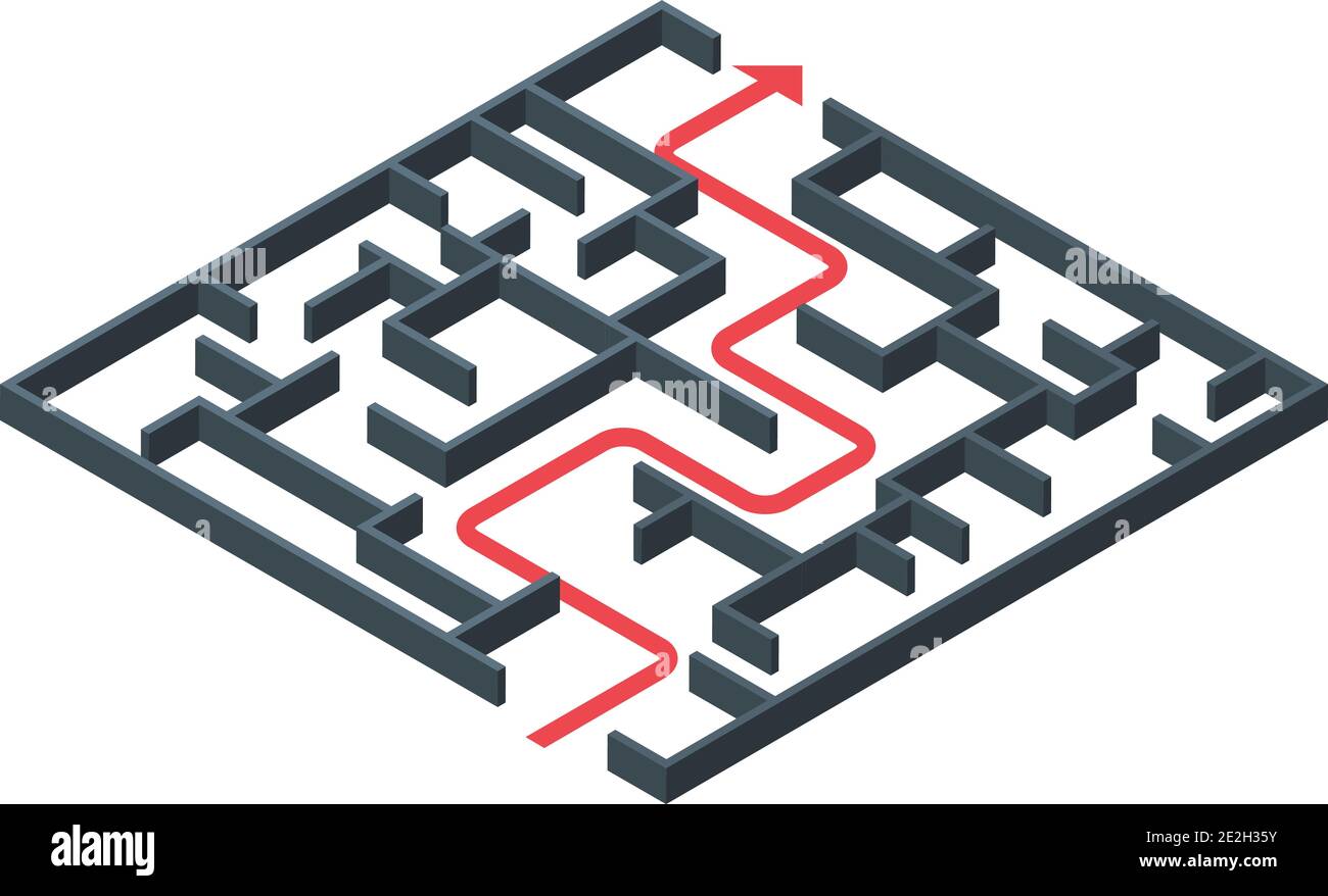 Maze solution icon. Isometric of maze solution vector icon for web ...