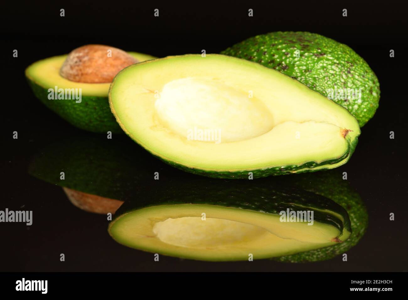 One whole, one half and one half with a bone, green appetizing fresh ...