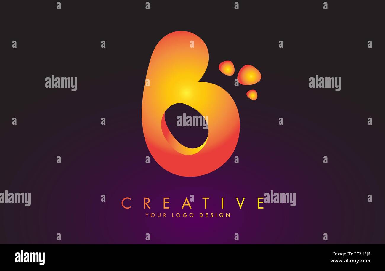 B Letter Logo Design with Dots. Vector Lettering Illustration of Orange Alphabet with Bubbles ...