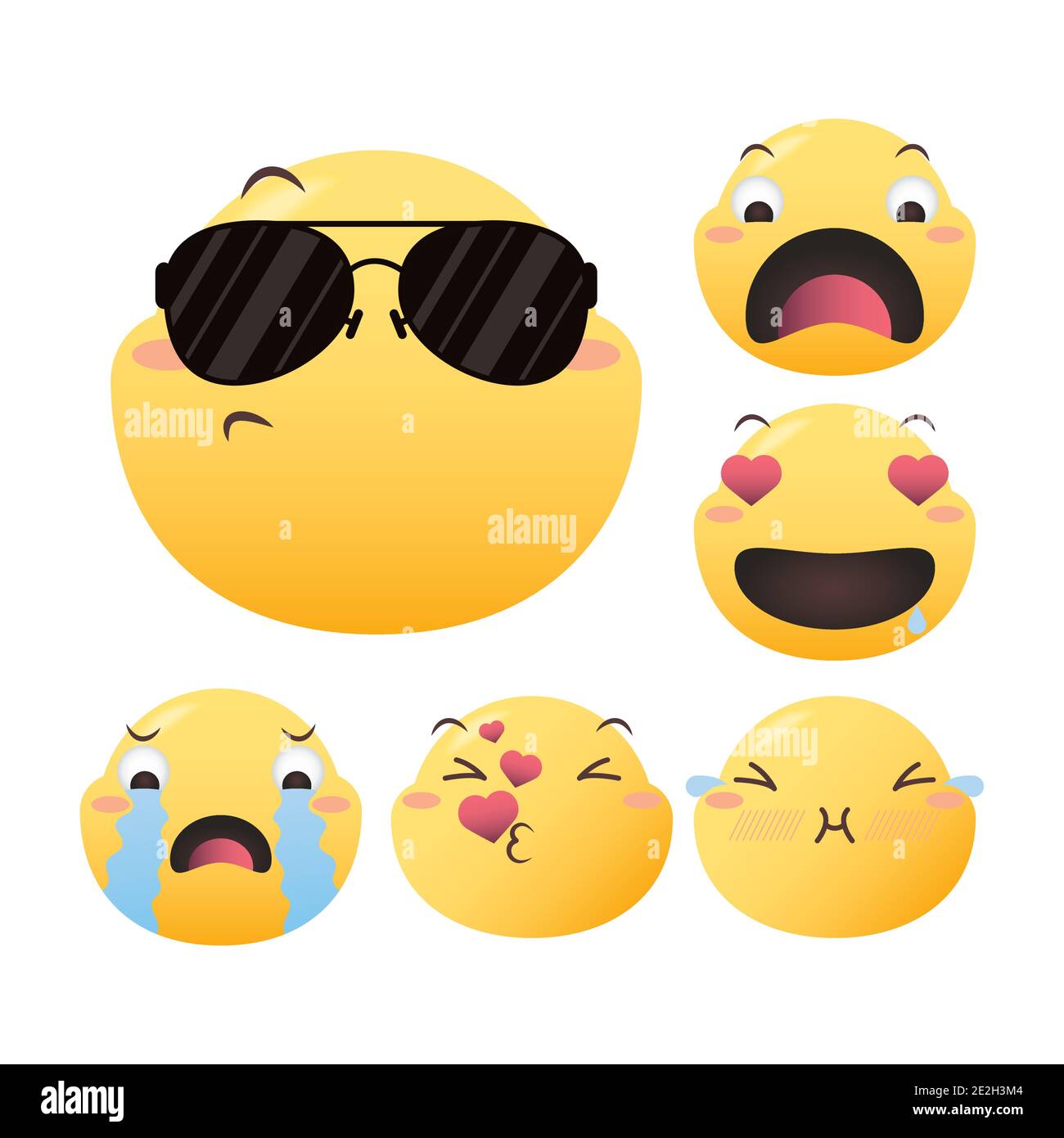 Emoji faces set design, Emoticon cartoon expression and social media ...
