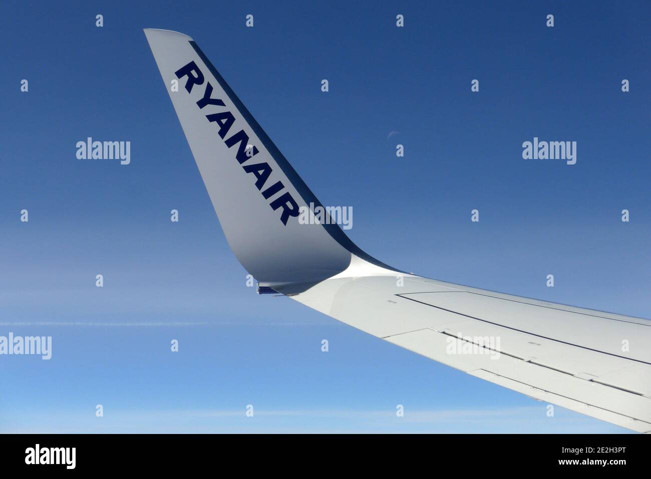 UK TO CRETE FLIGHT/EUROPE - APRIL 14th 2015 - The wing tip of a Ryanair ...