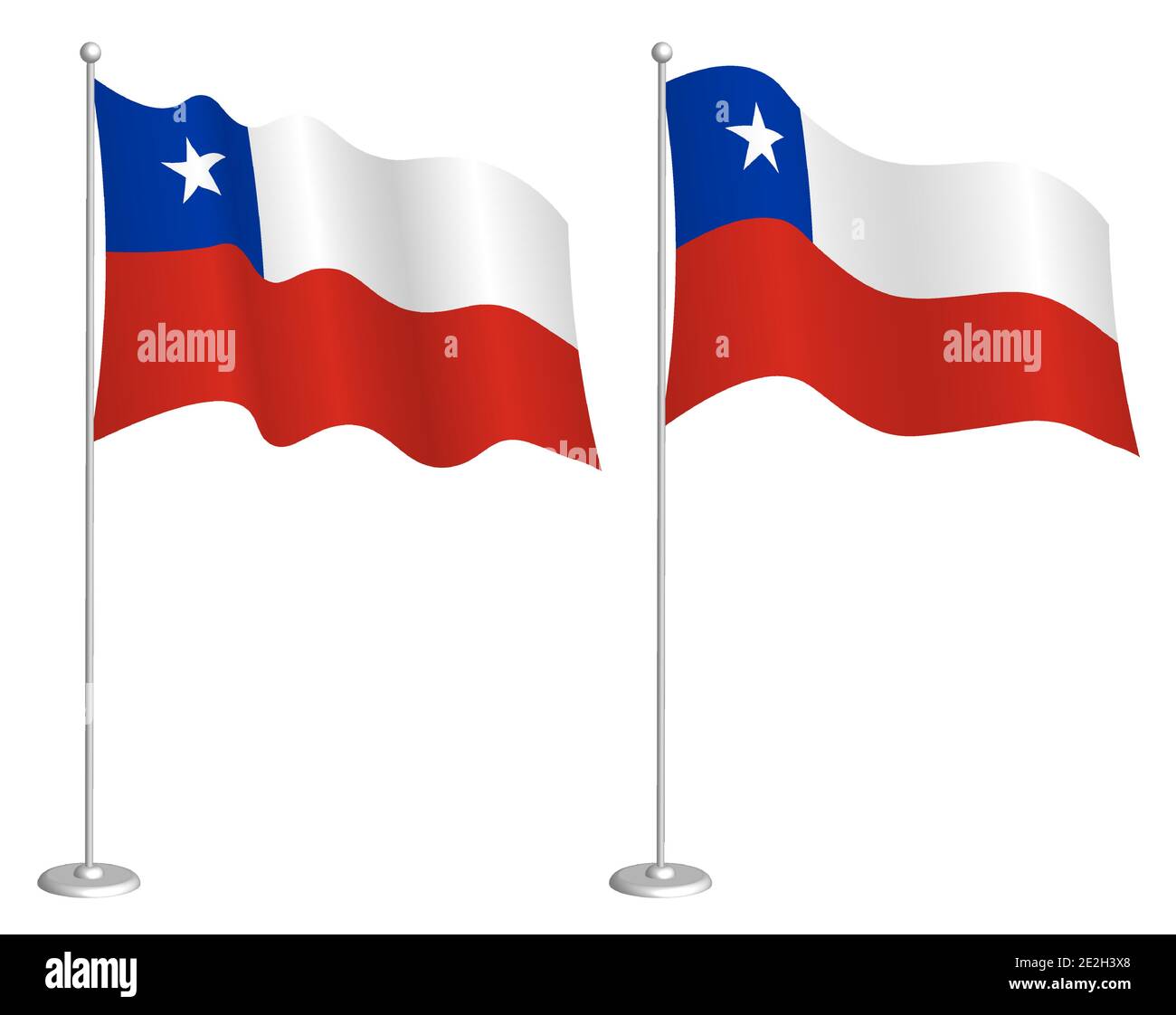 Chile flag on flagpole waving in wind. Holiday design element ...