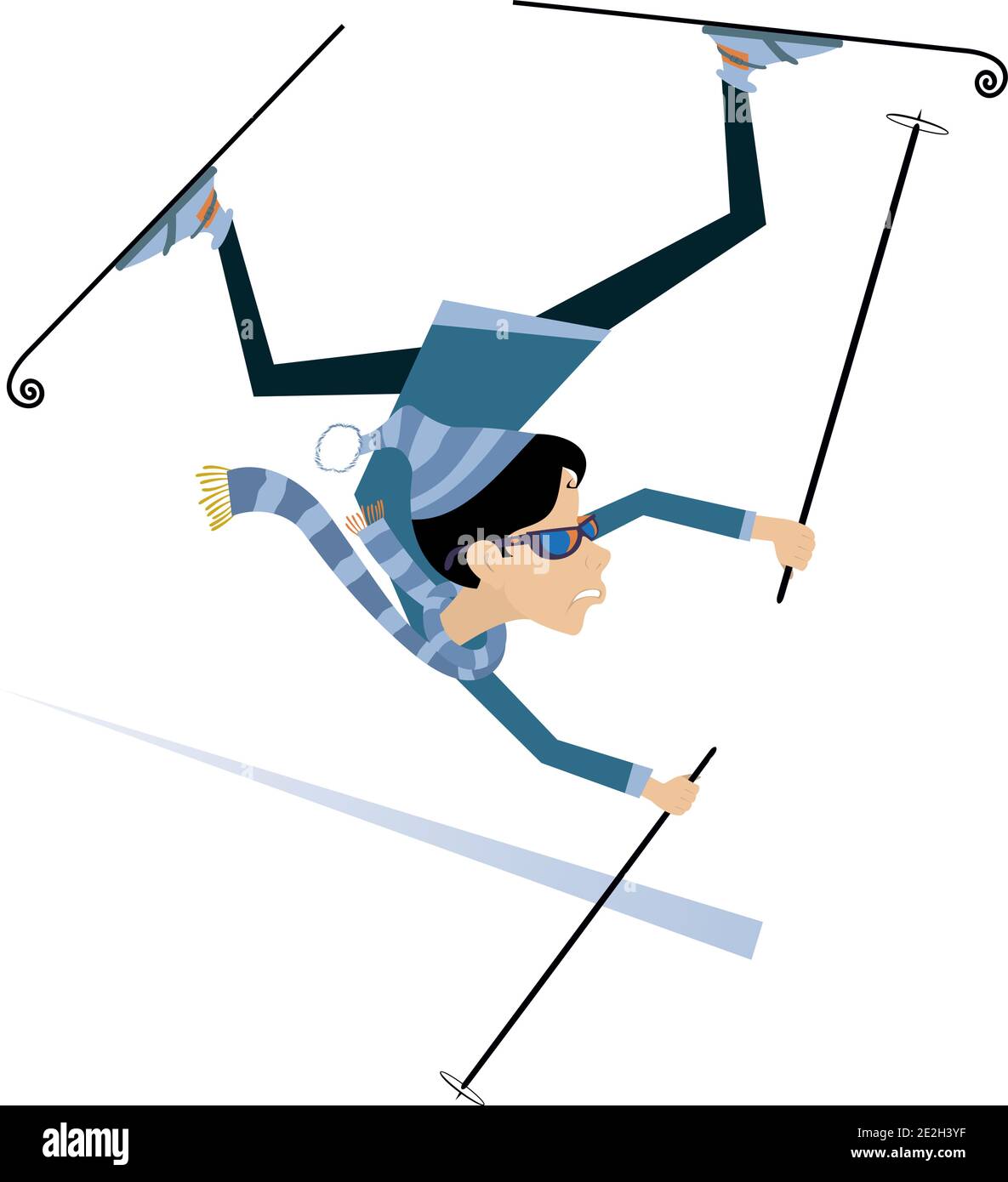 Woman, skiing, falling Stock Vector Images - Alamy