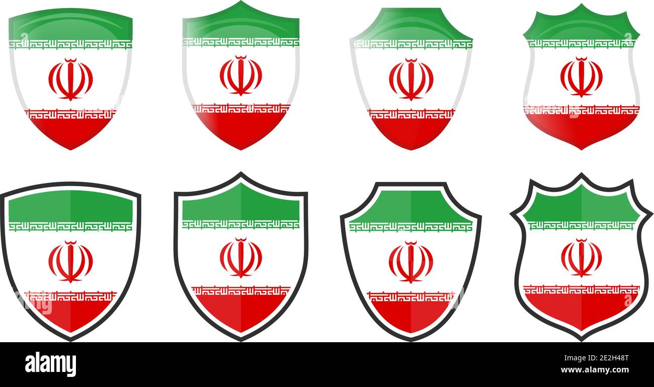 Vertical Iran flag in shield shape, four 3d and simple versions ...