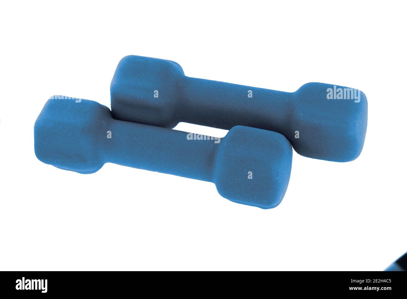 Two of blue dumbbells, isolated on white background Stock Photo - Alamy