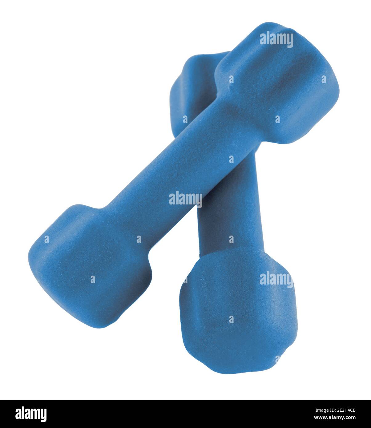 Two of blue dumbbells, isolated on white background Stock Photo - Alamy