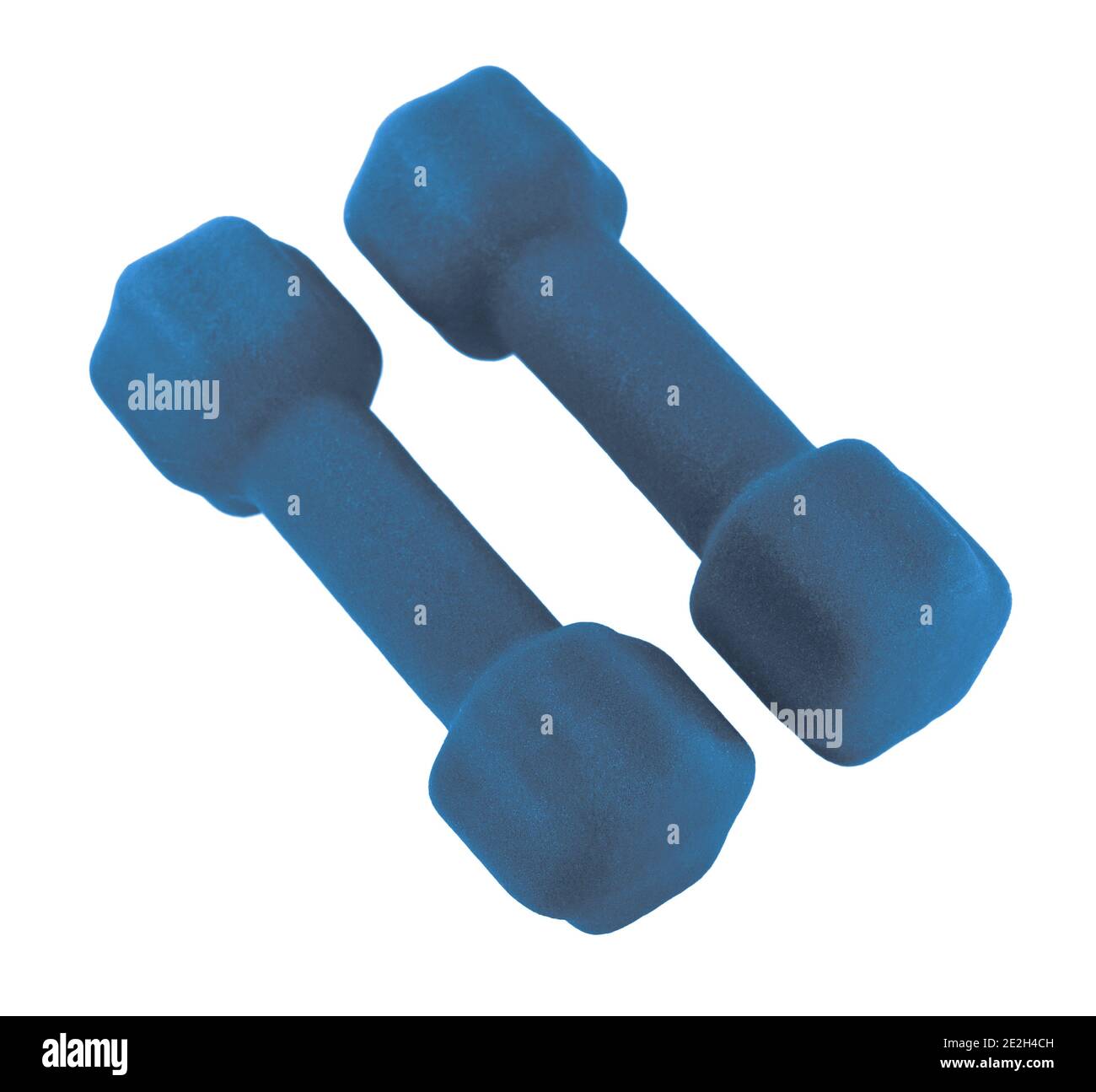Two of blue dumbbells, isolated on white background Stock Photo - Alamy
