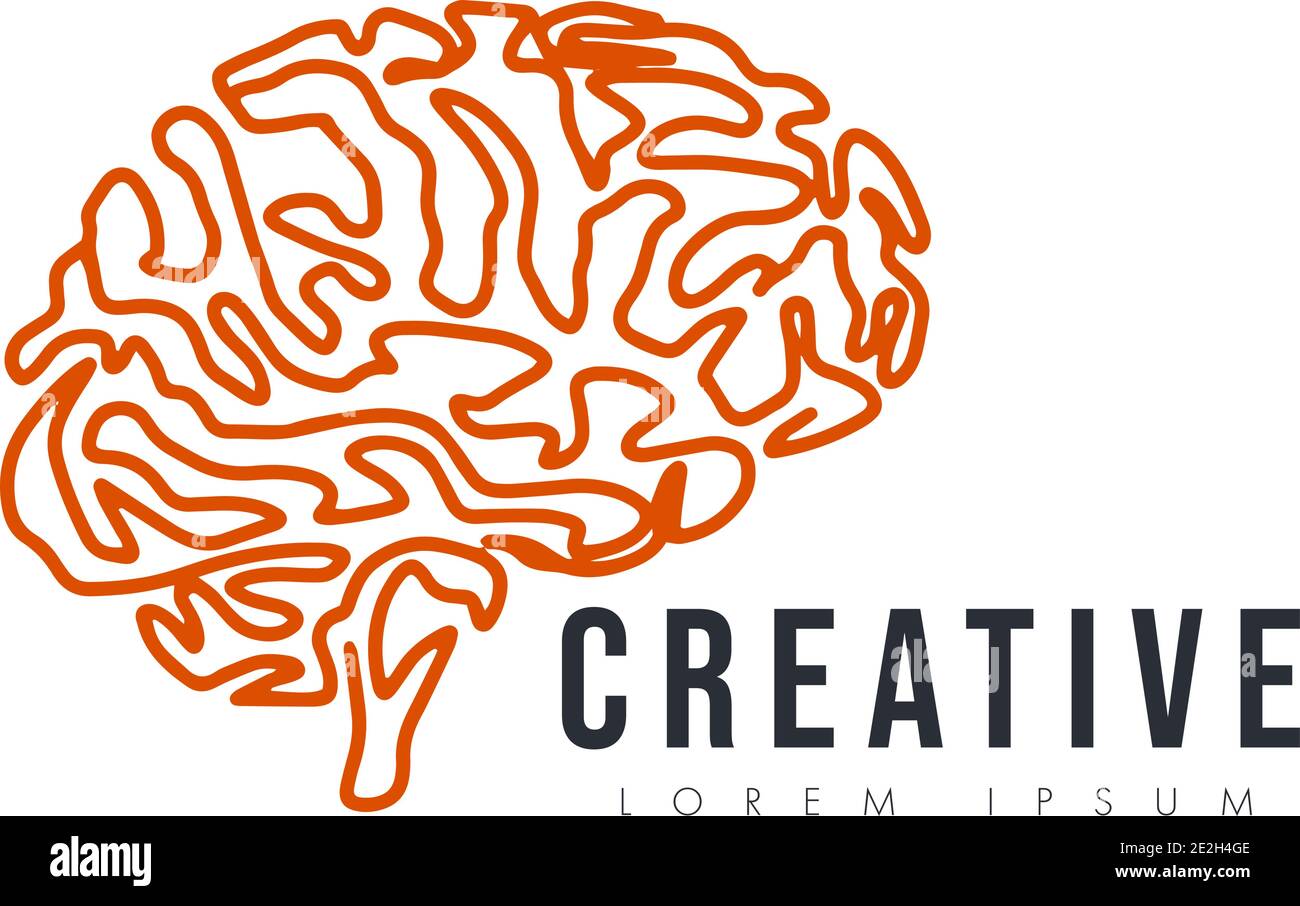 Orange brain vector icon illustration isolated on white background ...