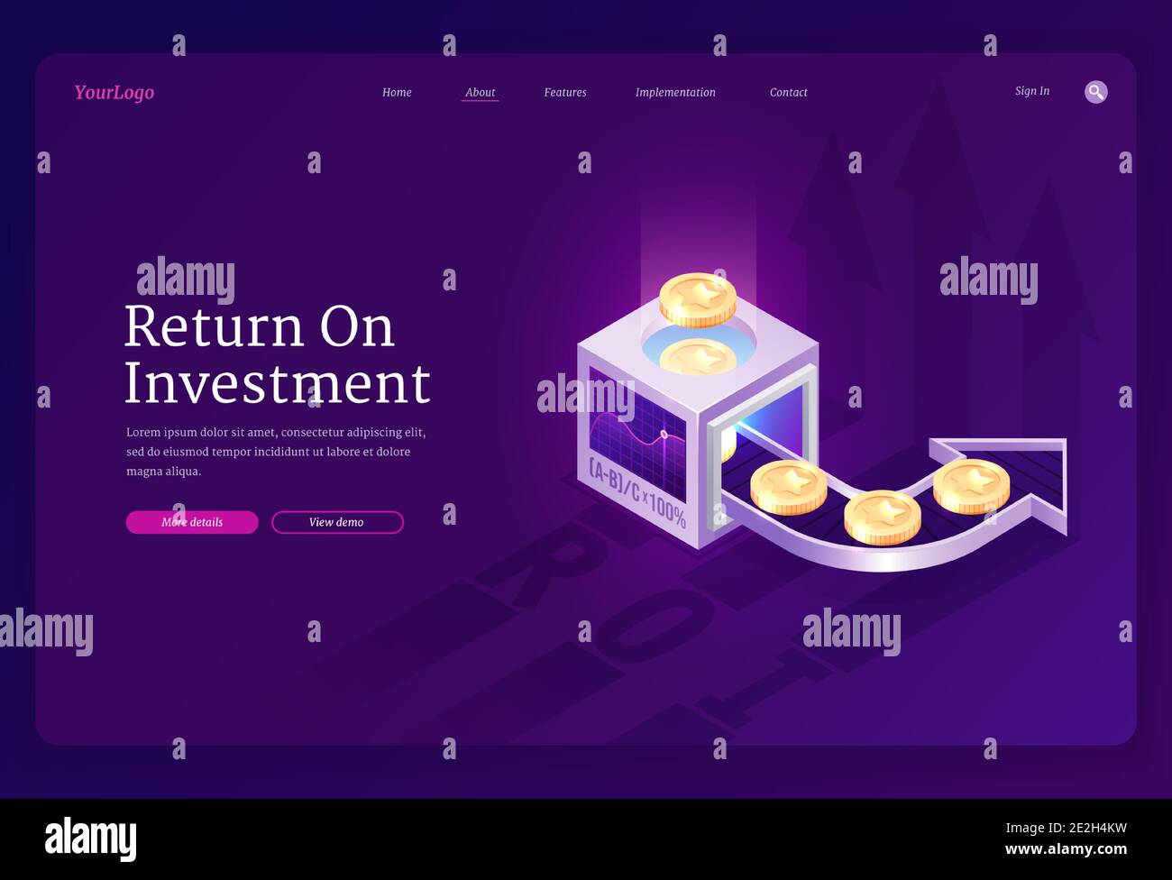 Return on investment banner. Concept of revenue growth from funds ...