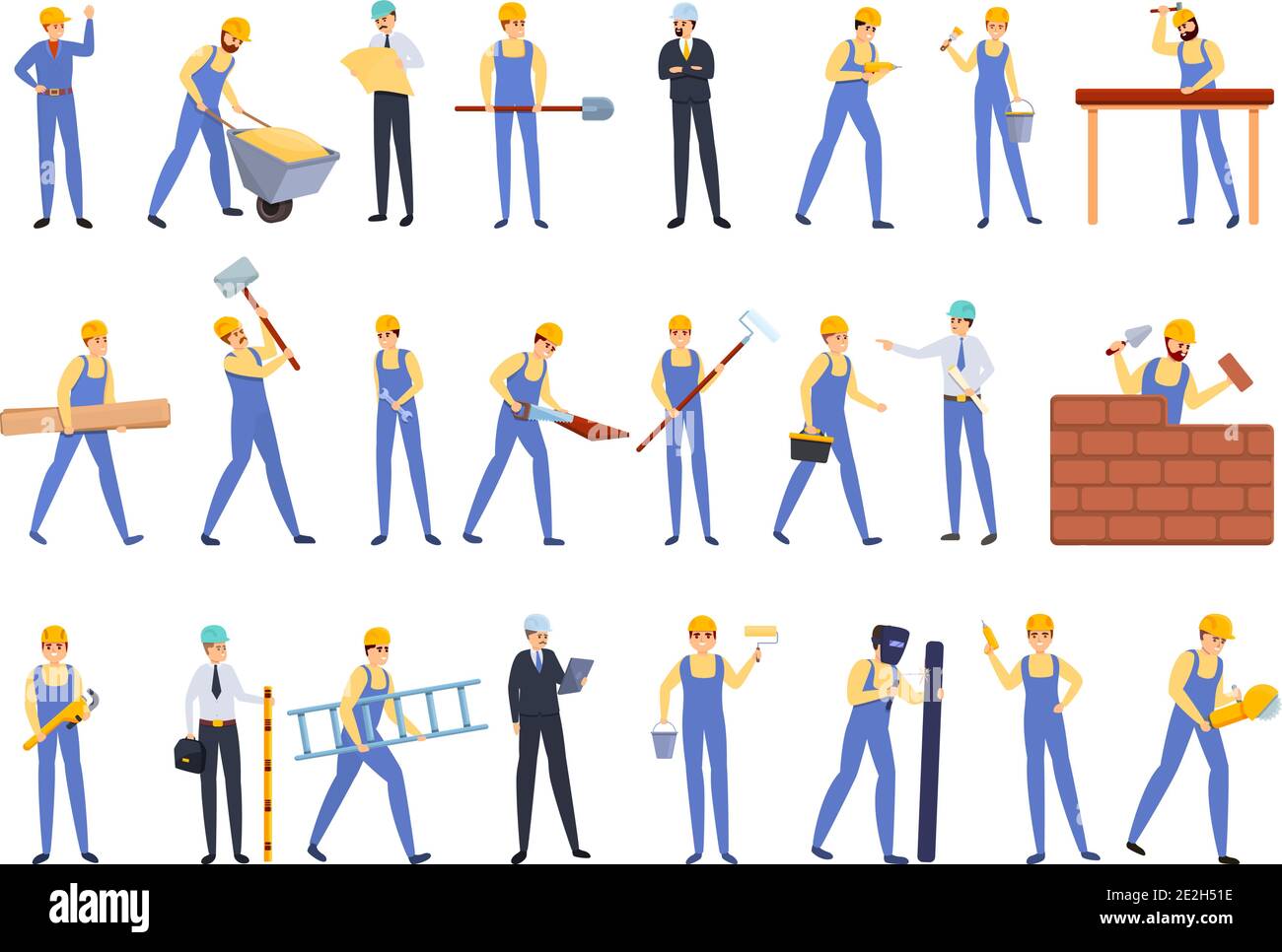 Builder icons set. Cartoon set of builder vector icons for web design ...