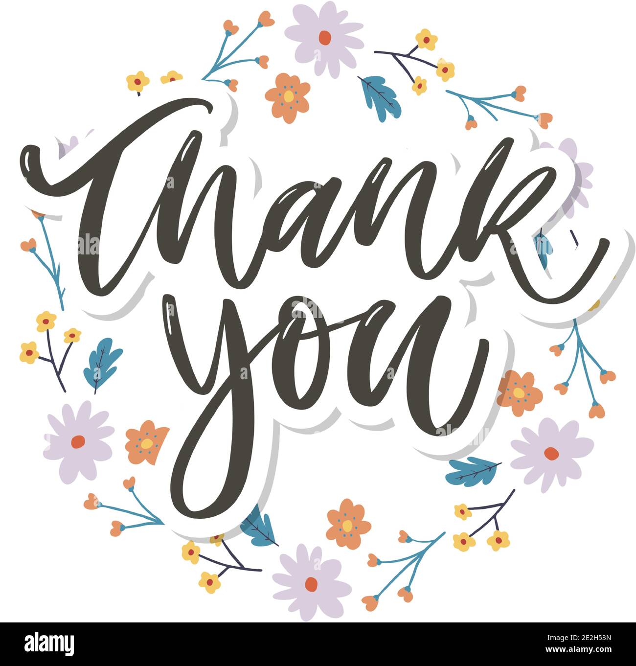 Cute Thank You Script Card Stock Vector Image & Art - Alamy