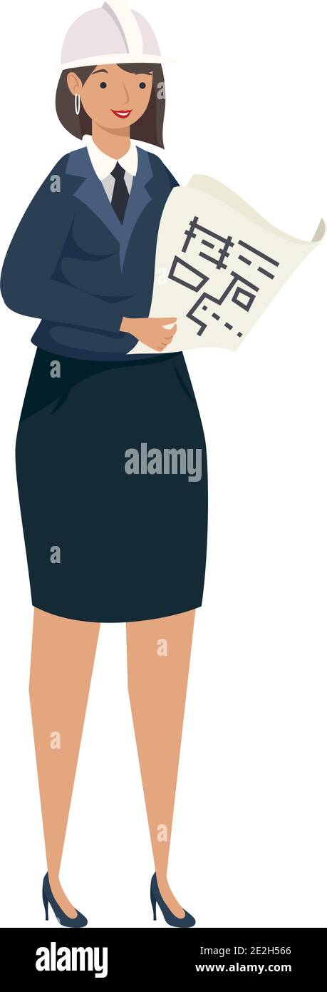 Engineer woman with helmet design of construction remodeling and ...