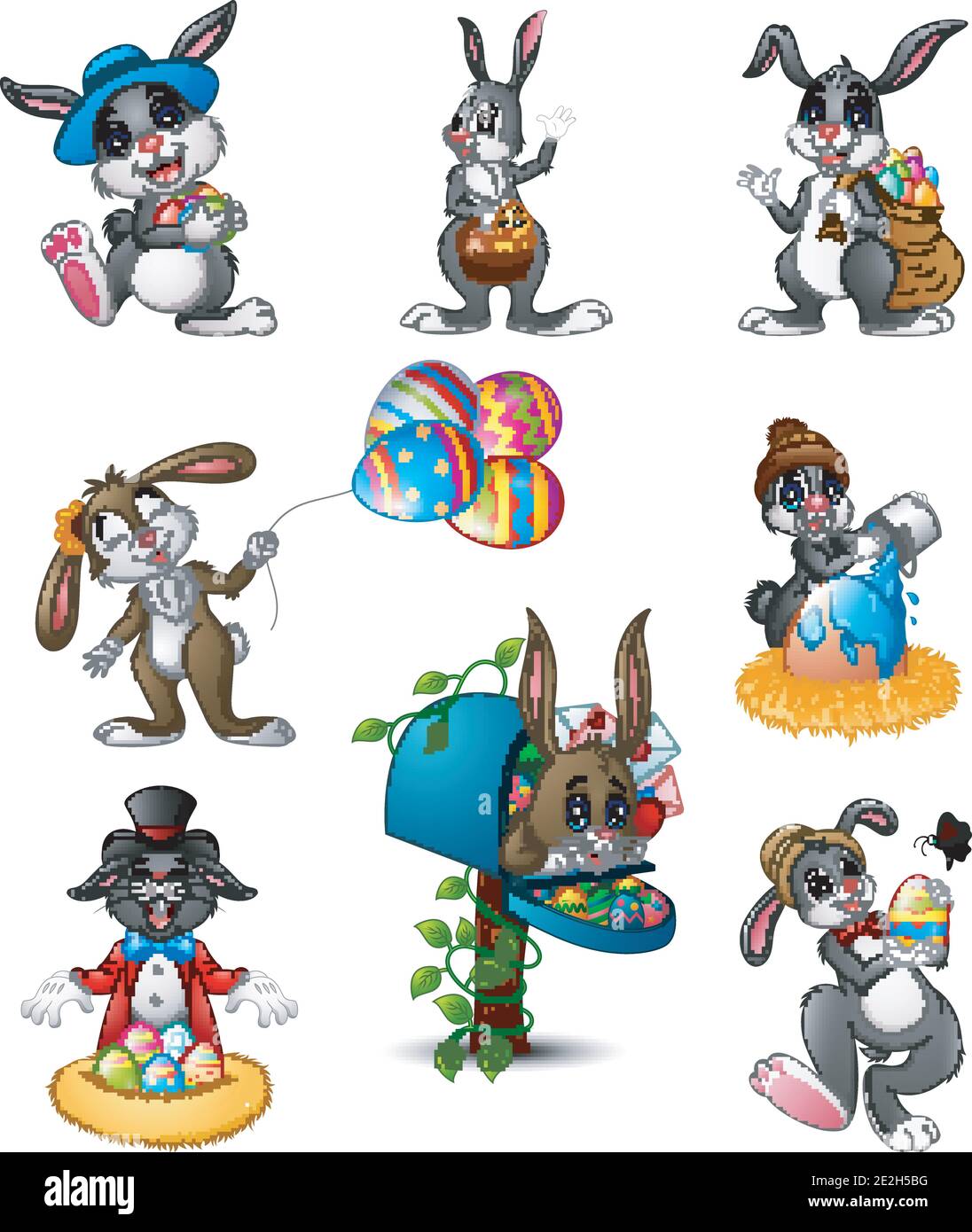 Cartoon easter bunny many eggs hi-res stock photography and images - Alamy