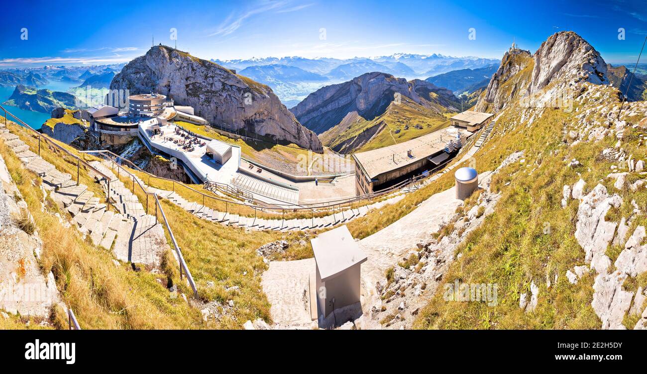 Pilatus peak. Amazing panoramic view of Pilatus mountain peak and Alps ...