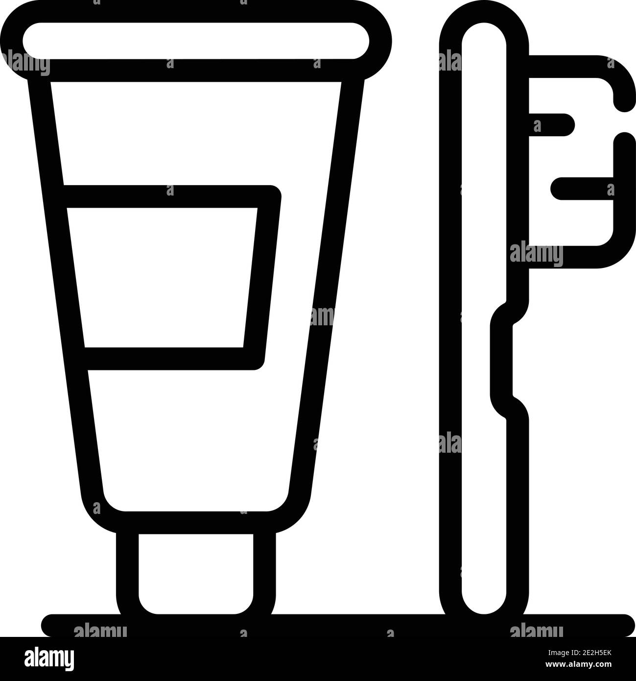 Personal toothpaste and toothbrush icon. Outline personal toothpaste ...