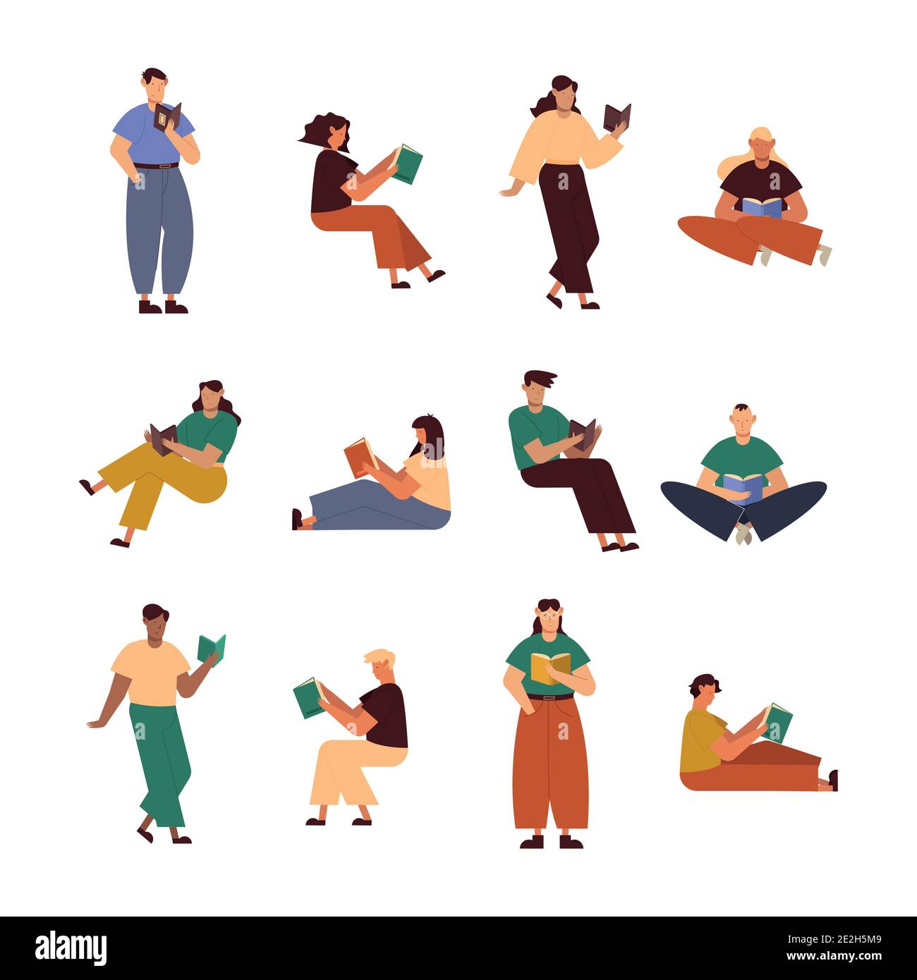 People reading a book icon collection design, Education literature and ...