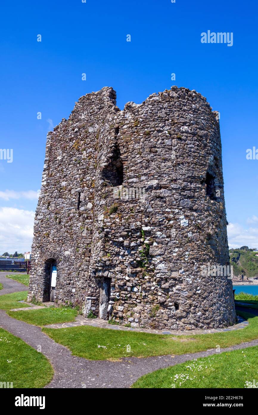 Tenby Castle in Pembrokeshire south Wales UK which is a 13th century ...