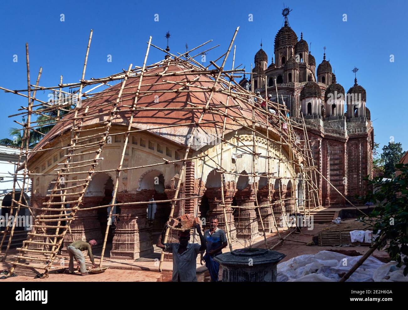 Kalna City, West Bengal, India. The Laljiu Temple, a 25 pinnacled ...