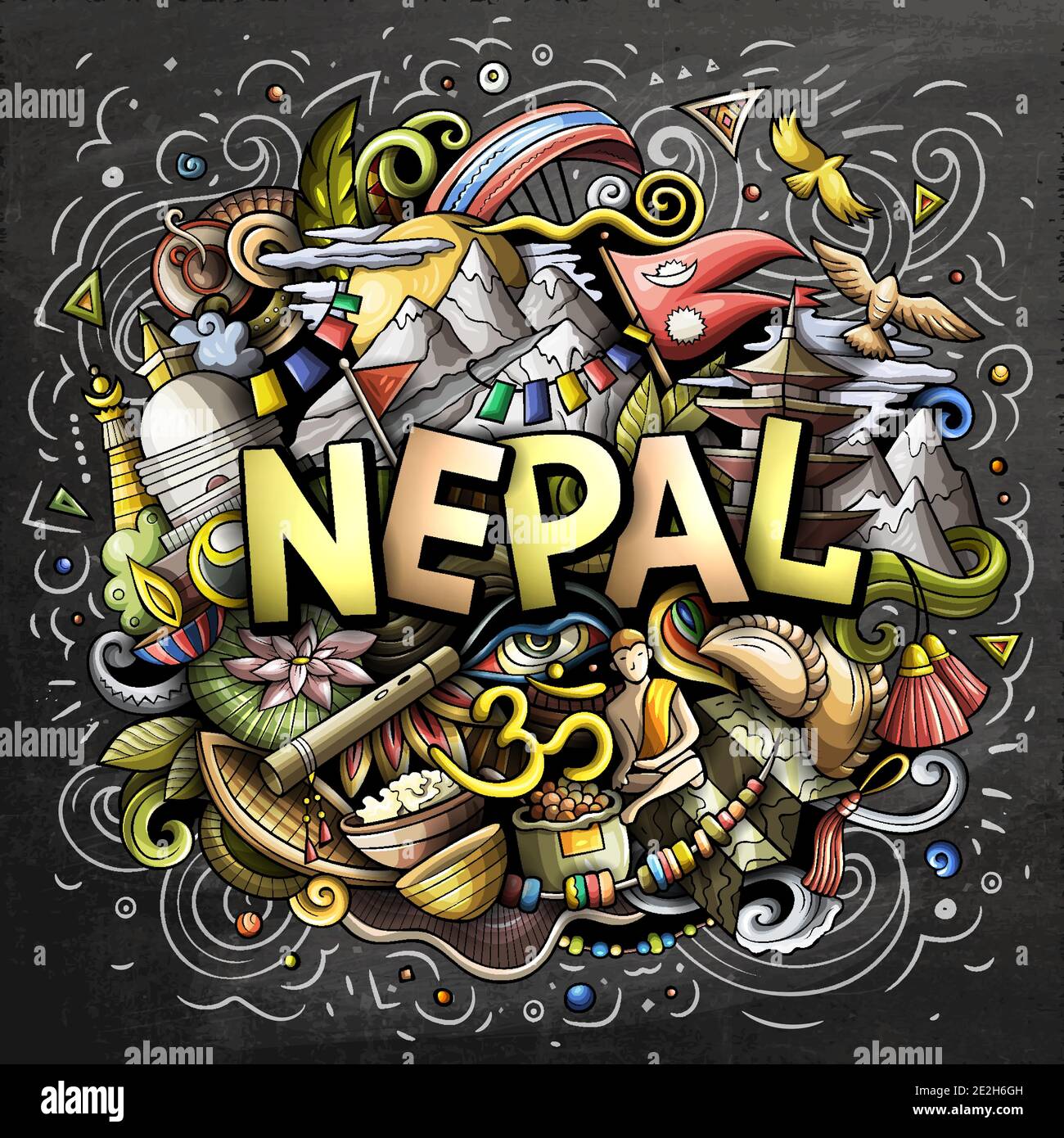 Nepal hand drawn cartoon doodles illustration Stock Vector Image & Art ...